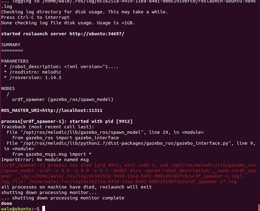 Spawn urdf in gazebo problem - URDF for Robot Modeling - The Construct ROS Community