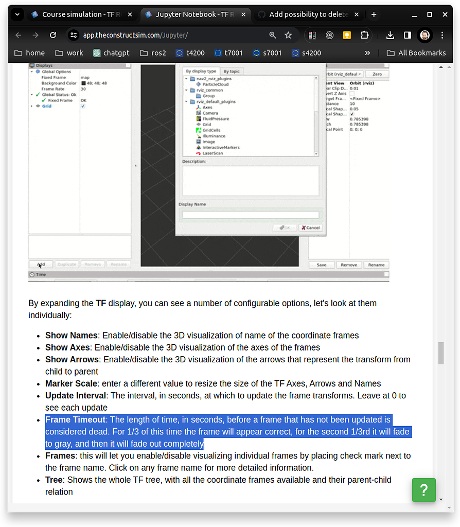 Missing detail - static tf can not be disappear from rviz2 - TF ROS2 - The Construct ROS Community