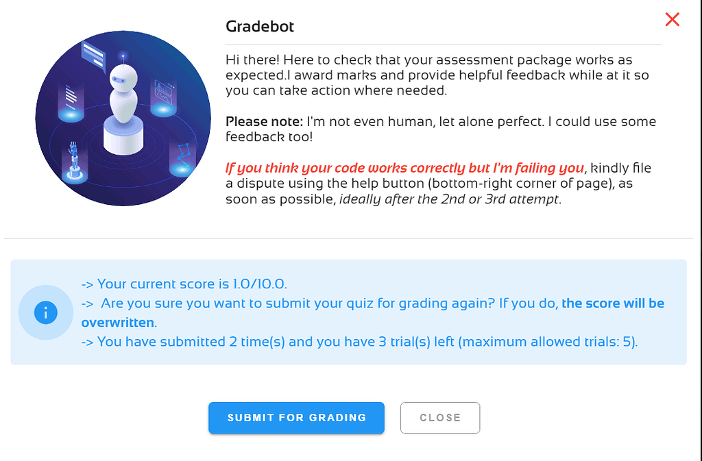 ROS2 Basics in 5 Days - Unit 4 - GradeBot not showing feedback - ROS2 Basics in 5 Days Humble ...