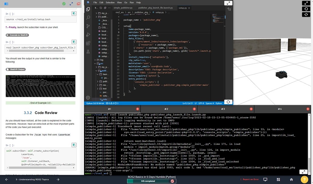 Unable To Launch Subscriber In 331 Ros Basics Ros2 Basics In 5 Days Humble Python The