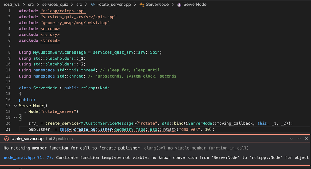 Does someone know where this error stems from? - ROS Basics In 5 Days ...