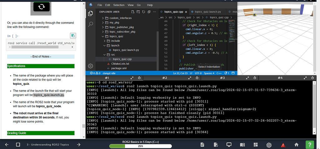 Ros2 Basics In 5 Days C Auto Grader Failing Could Not Launch Topicsquiz Package