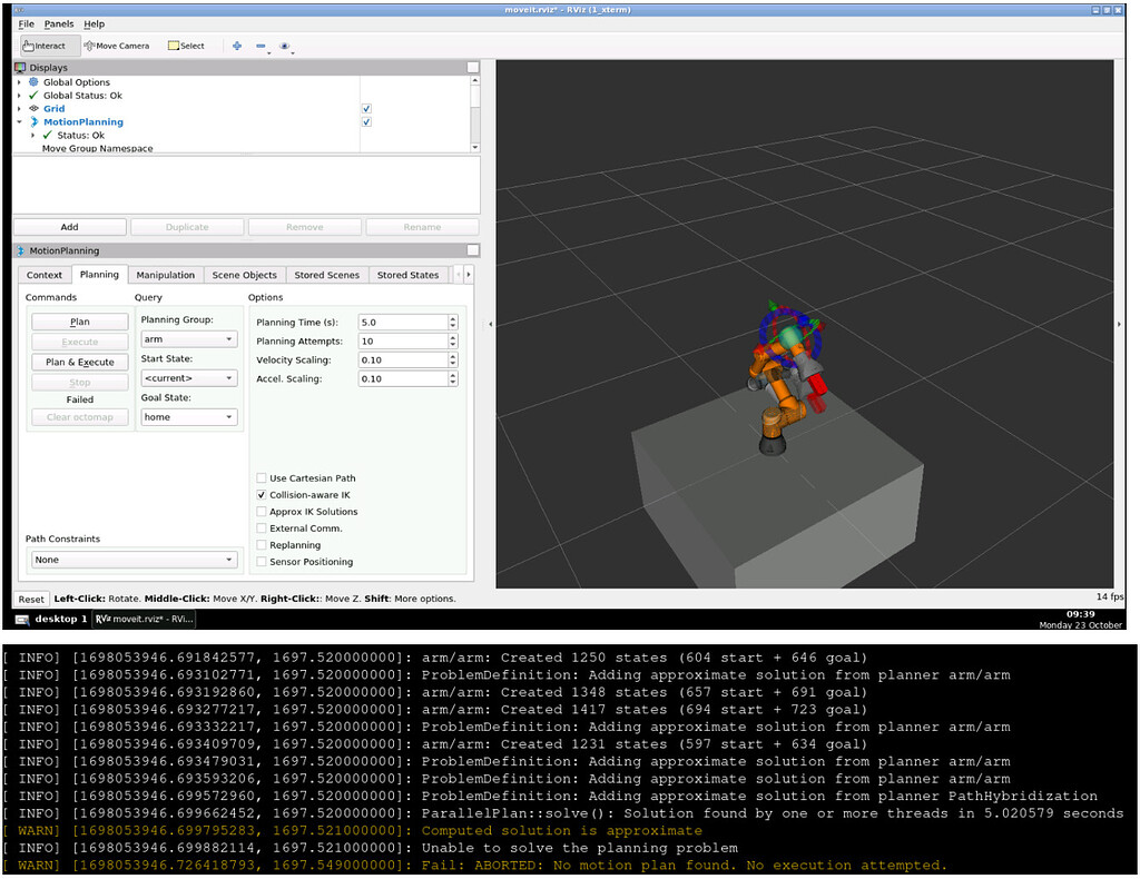 Failed Planning Robot Arm Final Project Ros Manipulation In 5 Days Ros Manipulation In 5