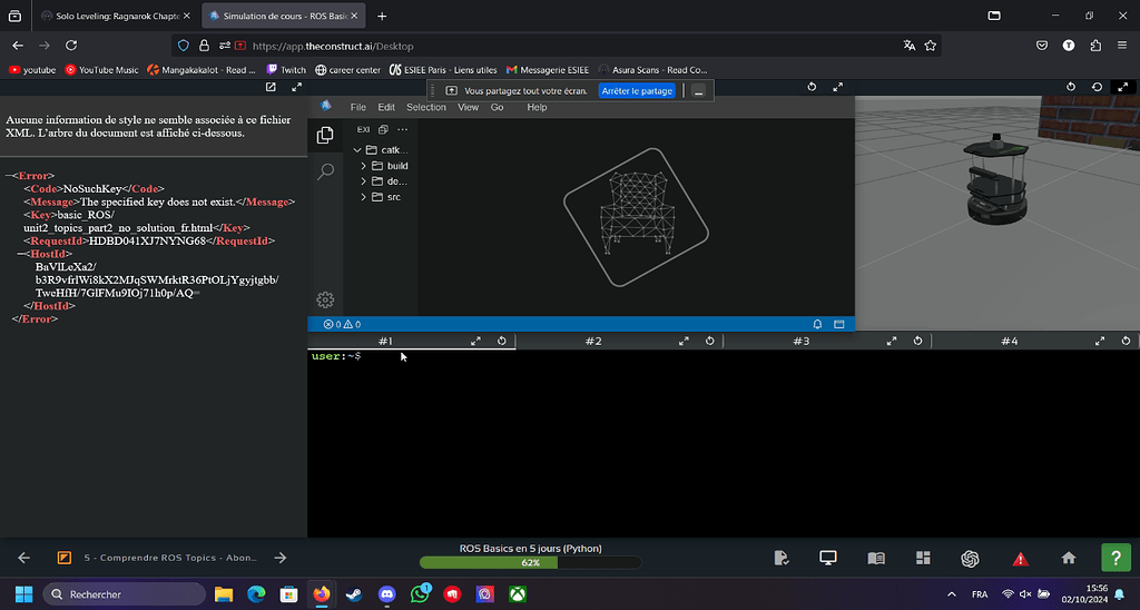 [Bug] erreur lors du chargement des instruction - ROS Basics In 5 Days (Python) - The Construct ...