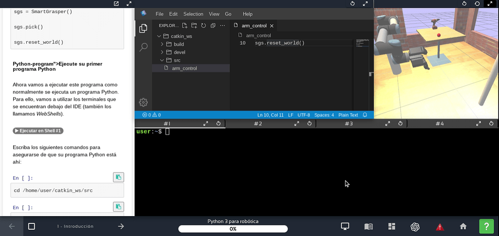 [Bug] No hay opción de ejecutar codigo - Python Basics For Robotics - The Construct ROS Community