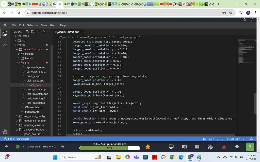 Only The First Waypoint Executed In A Cartesian Path Ros2 Manipulation Basics Humble The