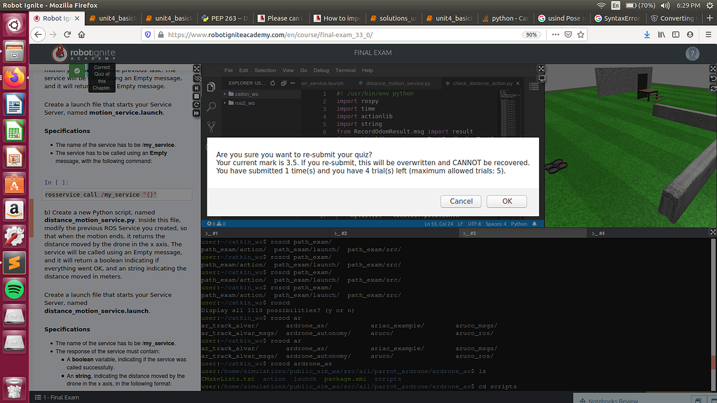 I am submiting my final exam 1st time - ROS Beginners Exam - The Construct ROS Community