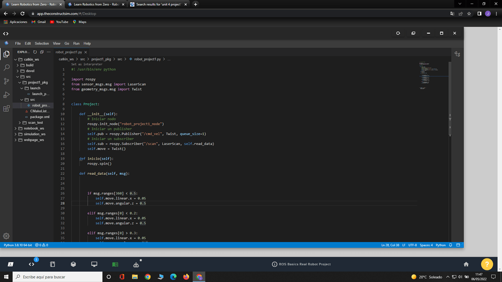 Unit 4 Part 1 Project - ROS Basics In 5 Days (Python) - The Construct ...