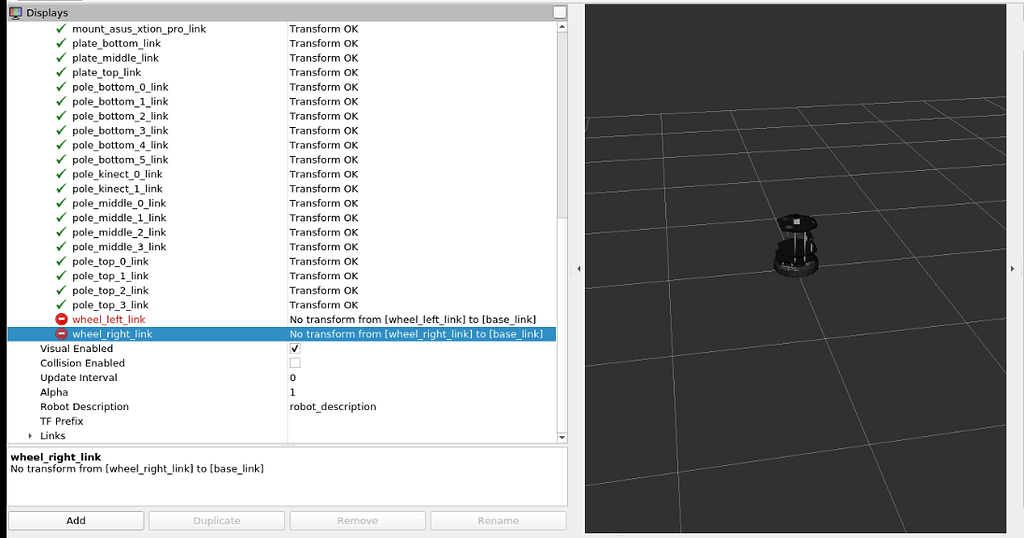 No Transform Between Turtlebot Wheel Links And Base Link Exercise 3 1 Ros Basics In 5 Days