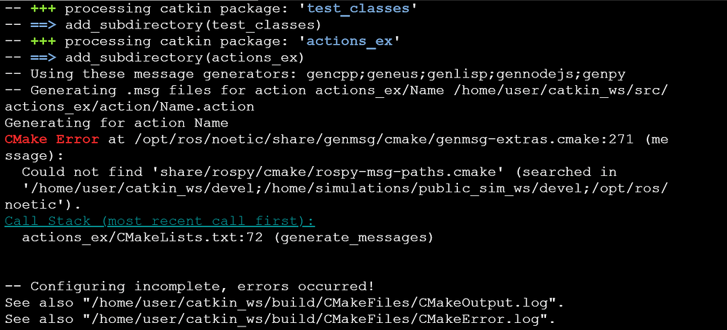 Error generating custom Action message - ROS Basics In 5 Days (Python) - The Construct ROS Community