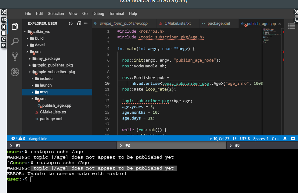 Lecture 4: ROS Topics - Ex. 2.5 "Age topic does not appear to be ...